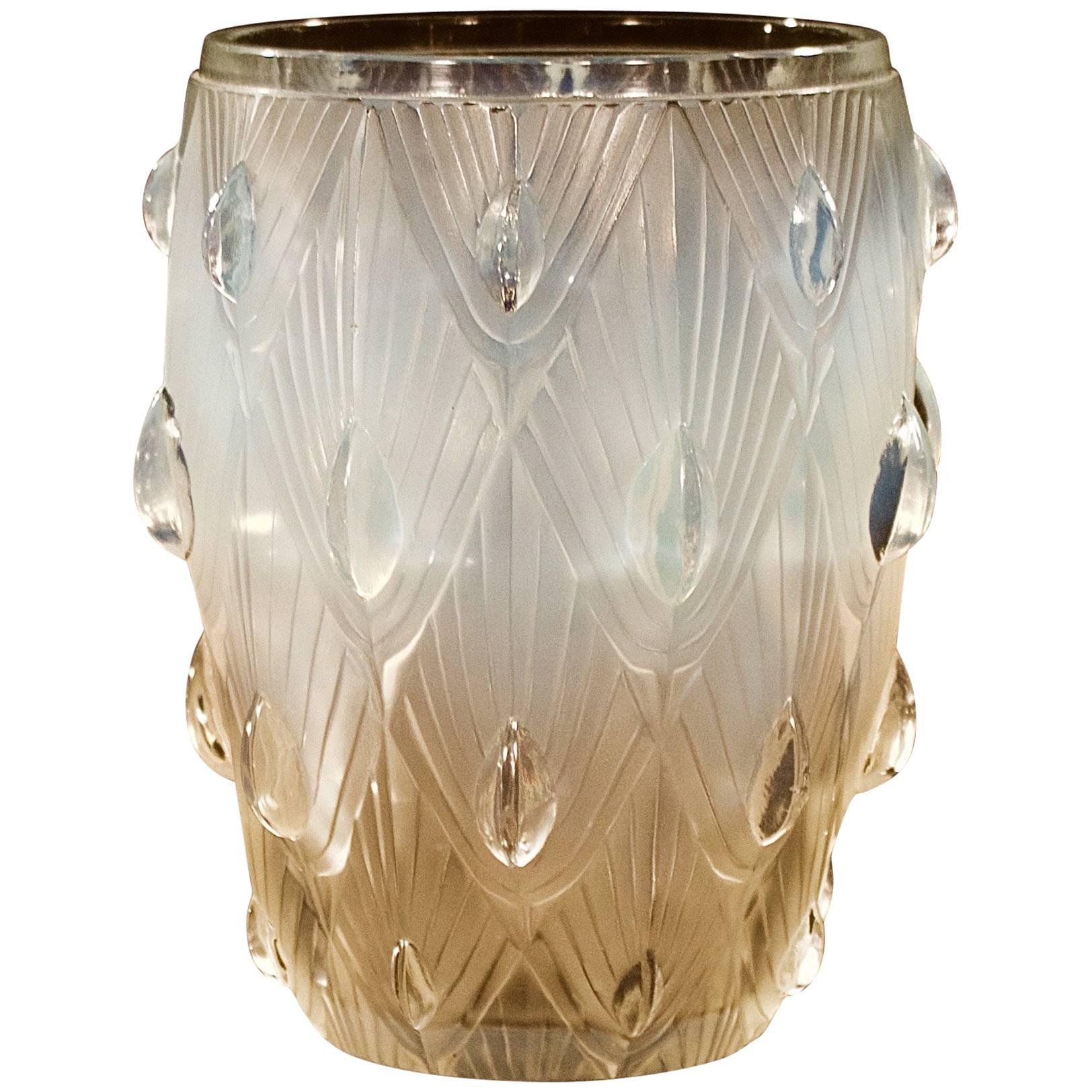Opalescent Moulded Glass Vase by Sabino at 1stDibs