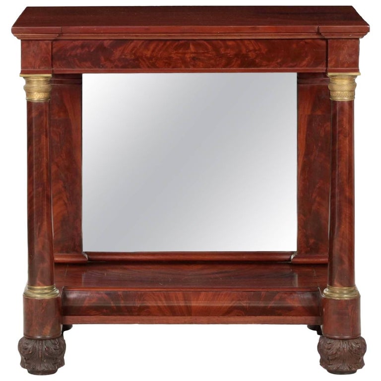 19th Century American Classical Style Antique Mahogany Mirrored Pier ...