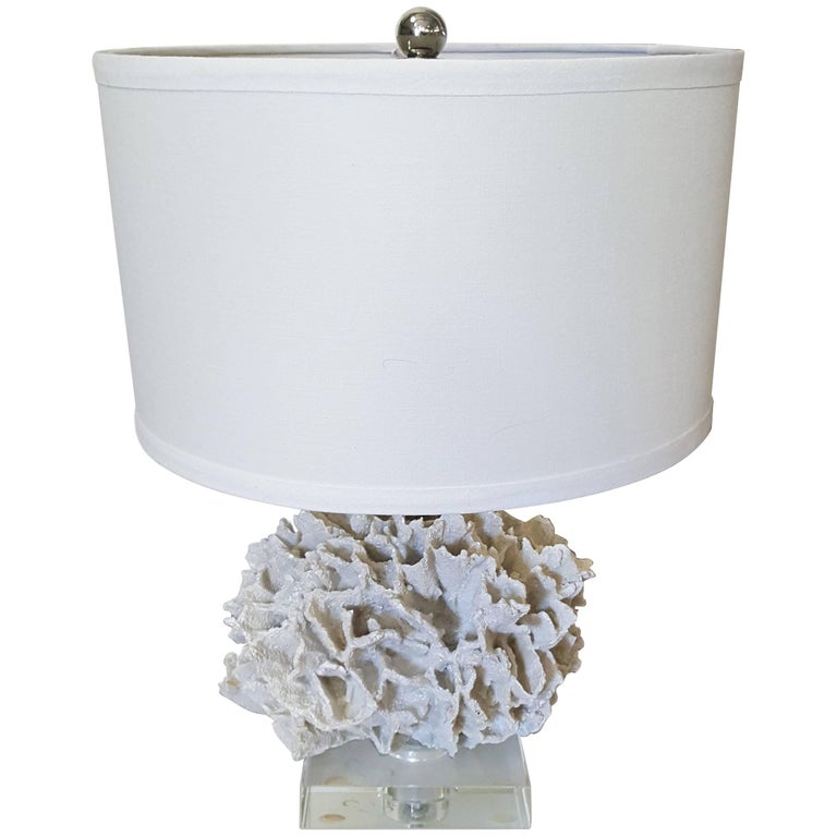Contemporary Faux Coral Lamp with Lucite Base at 1stDibs