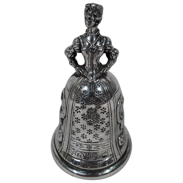 Antique European Silver Dinner Bell with Renaissance Woman For Sale at ...
