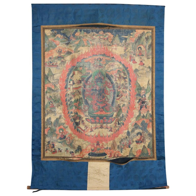 Tangkasnet Thangka Tibetan Buddhist Textile Scroll Painting, 19th ...