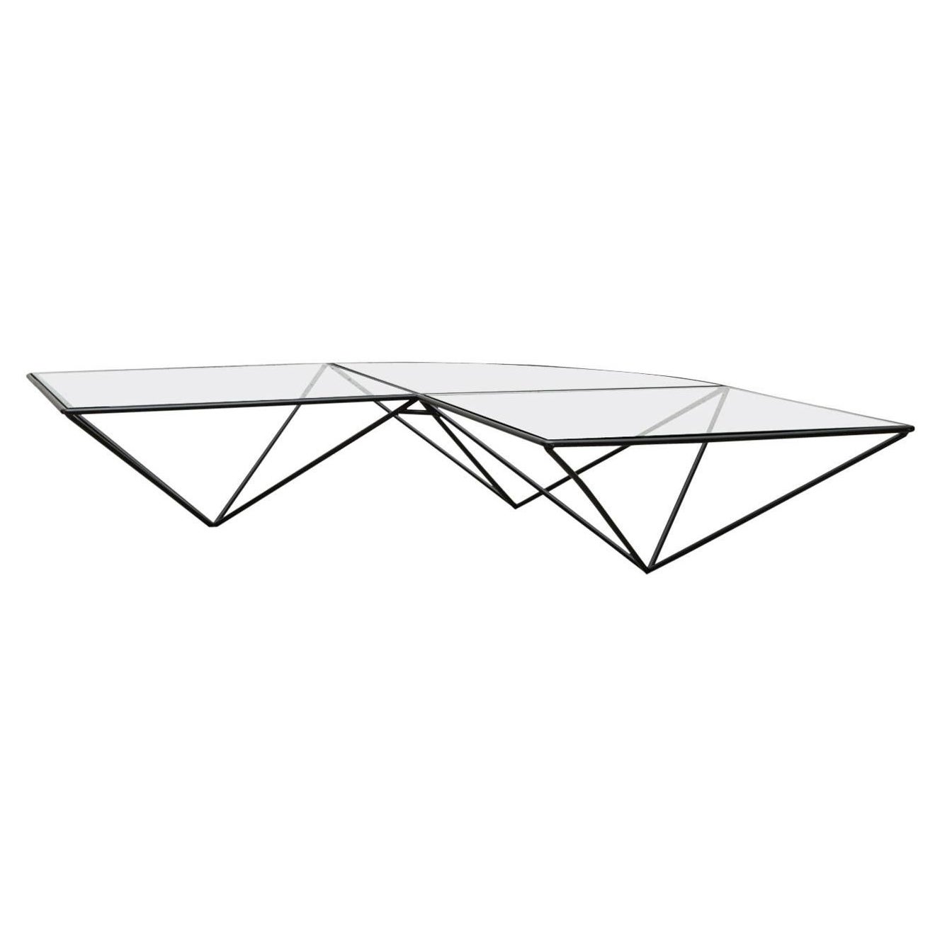 Modernist Mid-Century Black Wire Frame Coffee Table with Square Glass ...