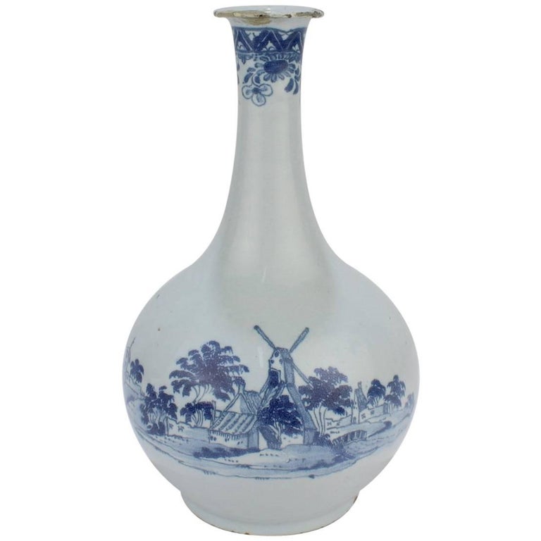 18th Century English Delft Pottery Bottle Vase from the F H Garner ...
