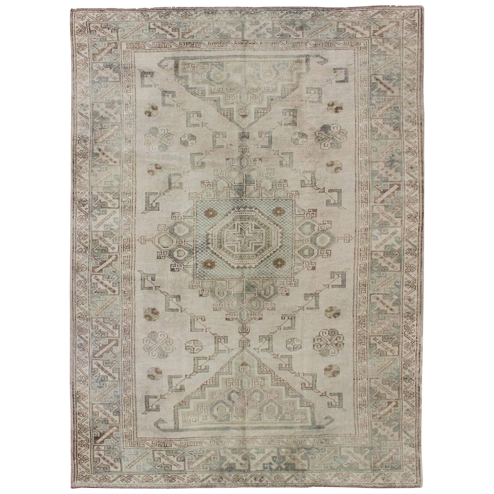 Vintage Turkish Oushak Runner with Multi-Medallion Design in Muted ...
