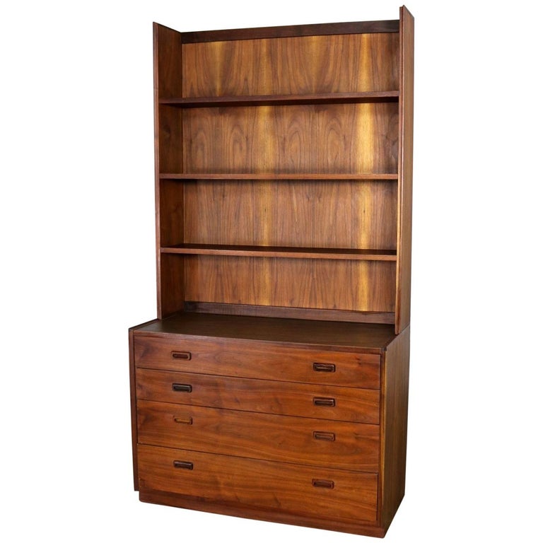 Two-Piece Bookcase Display Cabinet Attributed to Founders Furniture ...