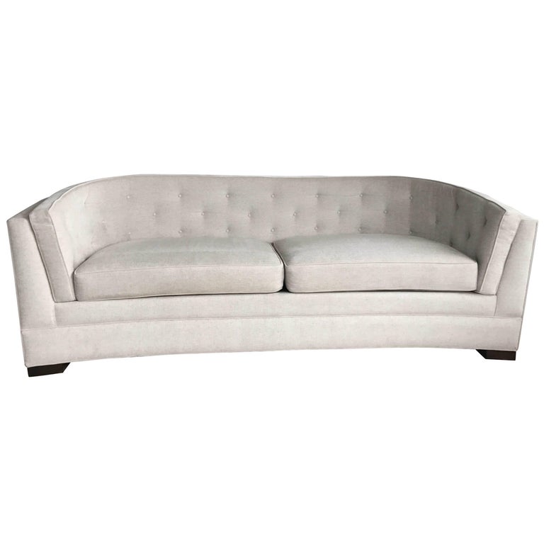 Bespoke Curved Low Profile Sofa with Tufted Back For Sale at 1stDibs