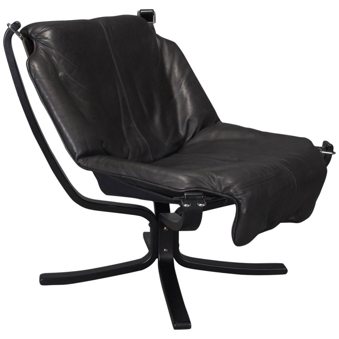 Black Leather Falcon Chair by Sigurd Ressell for Vatne Mobler at 1stDibs