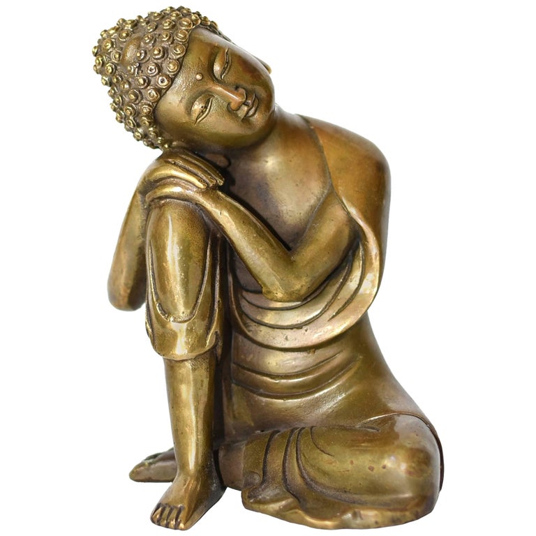 Brass Buddha Statue, a Thinking Buddha at 1stDibs