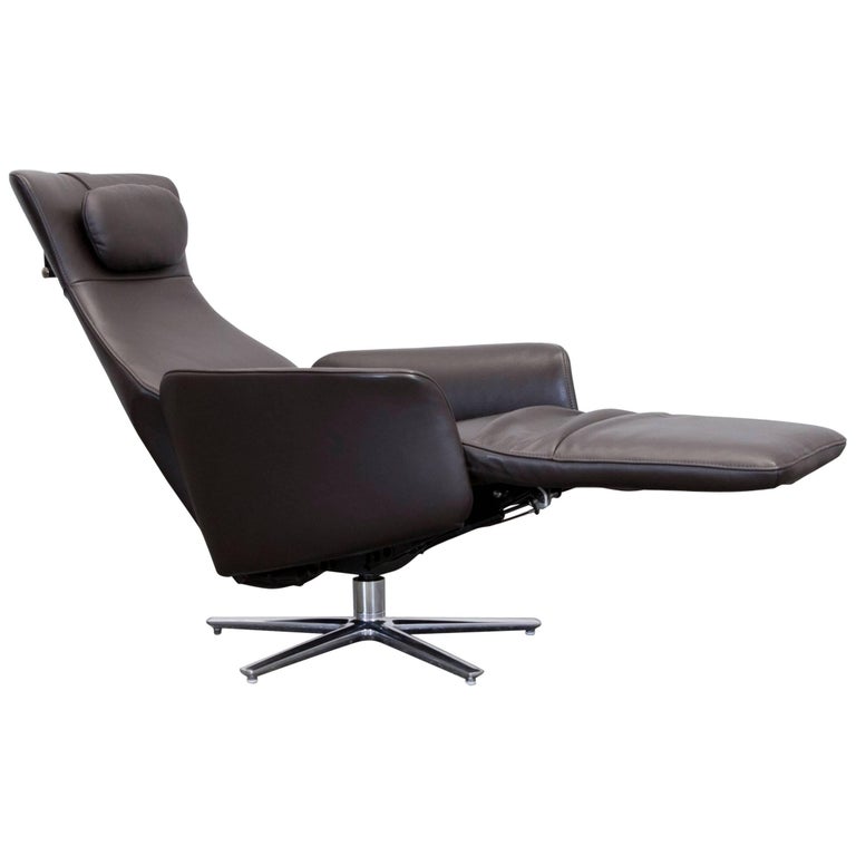 FSM Designer Chair Leather Brown Relax Recliner Function One-Seat Couch ...