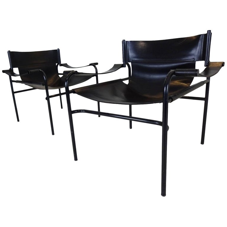 Walter Antonis ‘t Spectrum Mid-Century Modern Black Chrome Leather ...