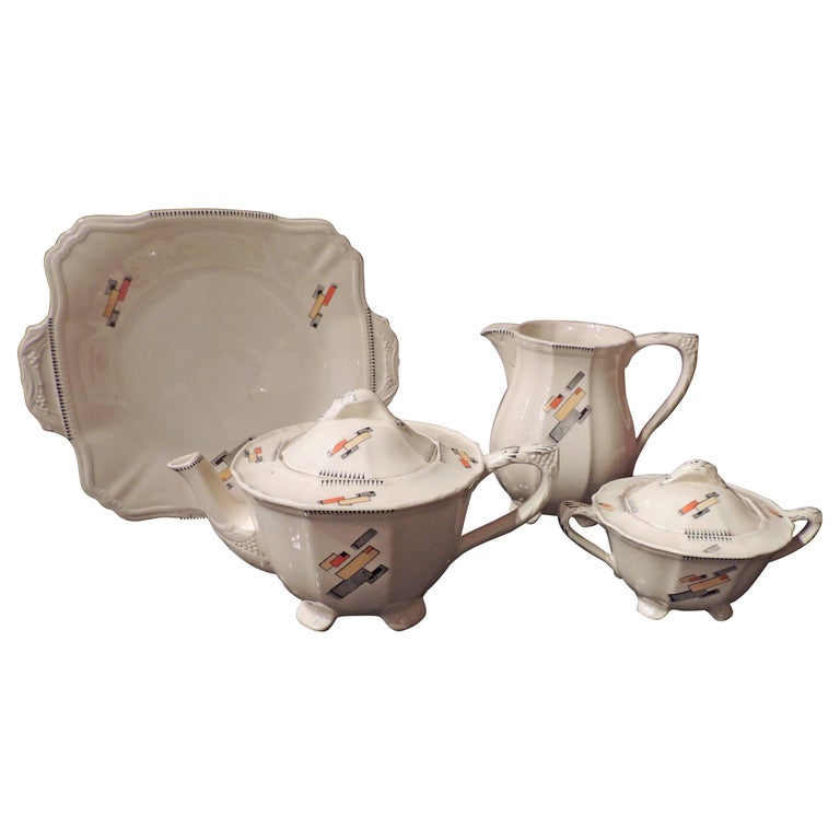 Art Deco English Tea Set Service for Eight by Alfred Meakin at 1stDibs