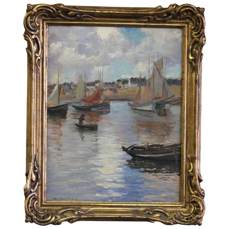 Sailboat Painting by Alfred Victor Fournier For Sale at 1stDibs