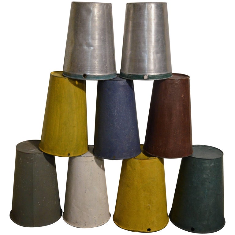 Vintage Canadian Sap Buckets, Collection of Nine in Various Colors at ...