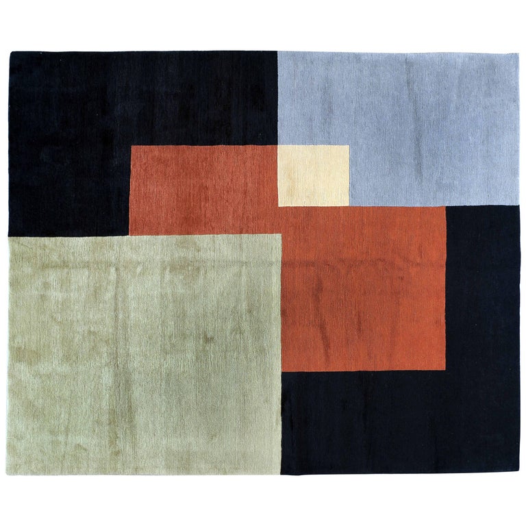 Geometric Box Pattern Rug For Sale at 1stdibs