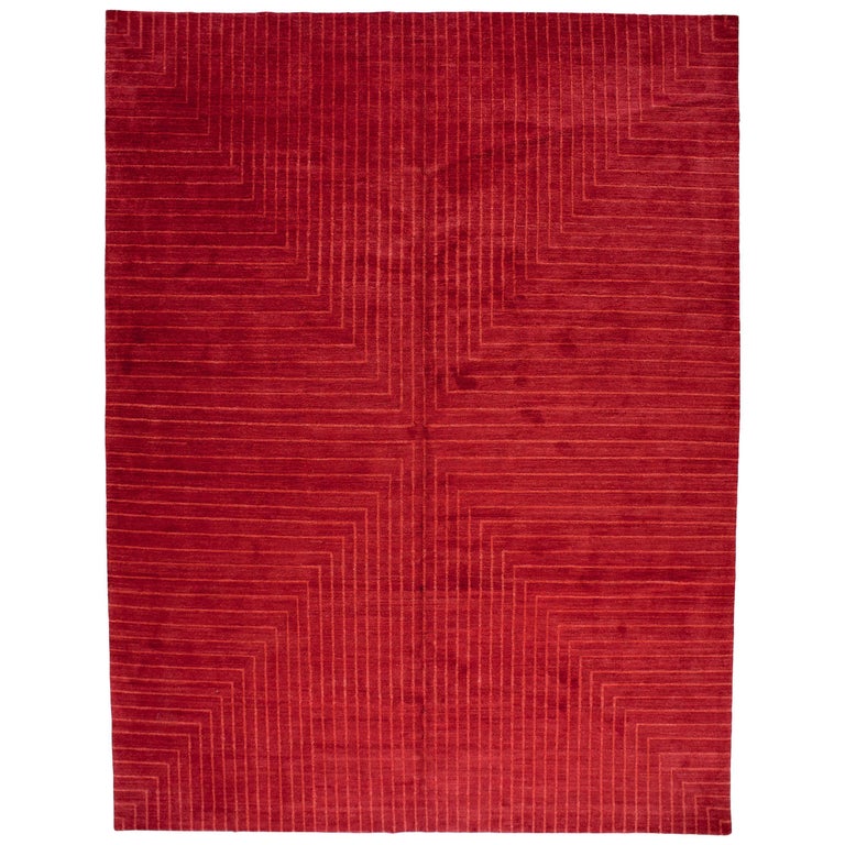 Red Diagonal Stripe Rug For Sale at 1stDibs
