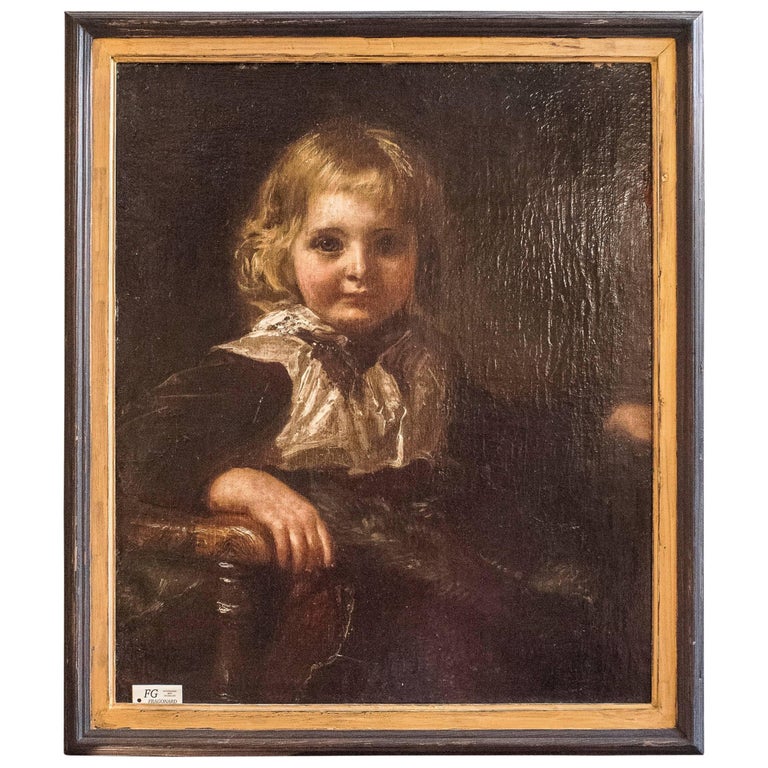 Dutch School 18th Century Oil on Canvas "Portrait of a Child" at 1stDibs