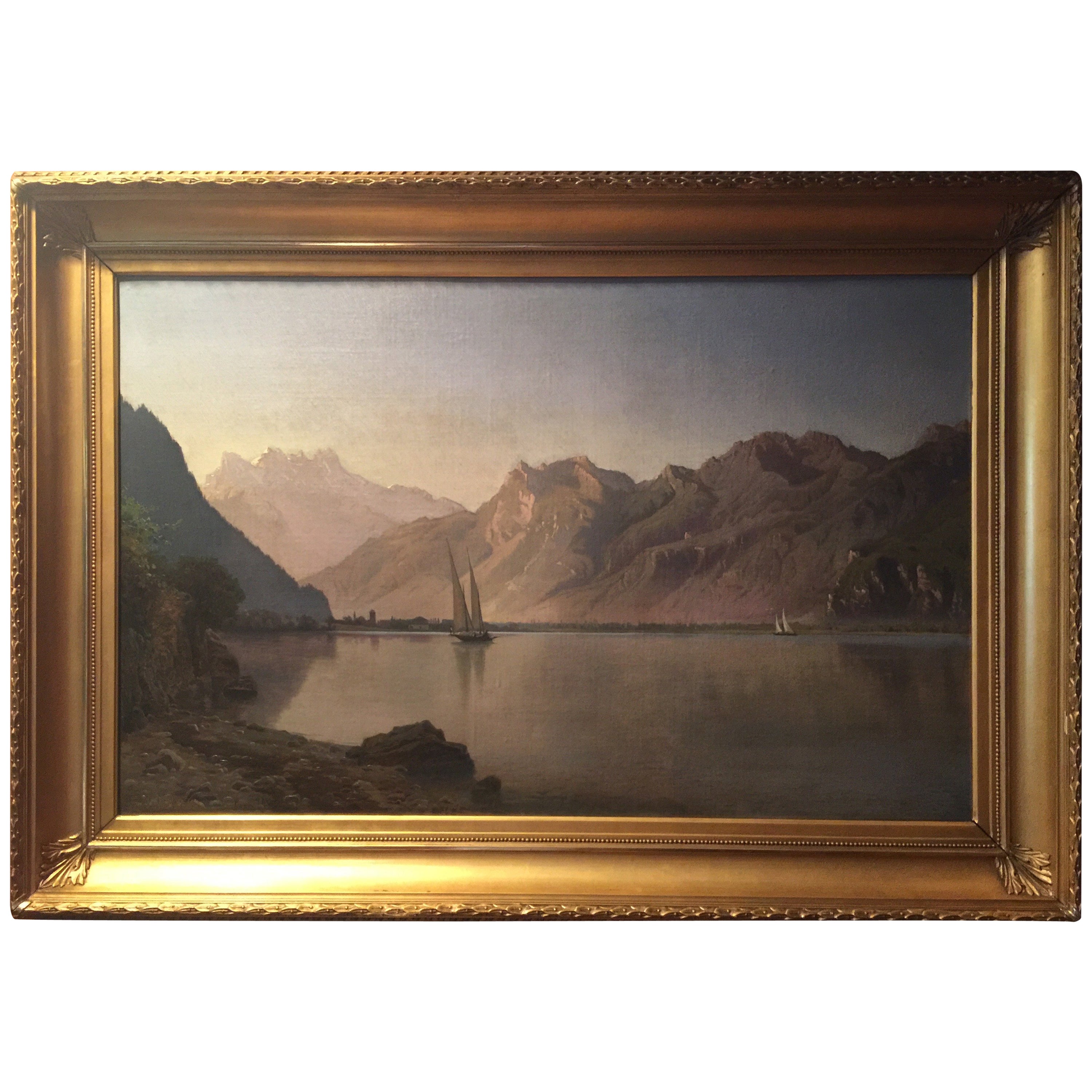 River Landscape by Janus La Cour For Sale at 1stDibs