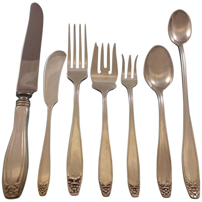 Puritan by Stieff Sterling Silver Flatware Set for 8 Service 63 Pieces ...
