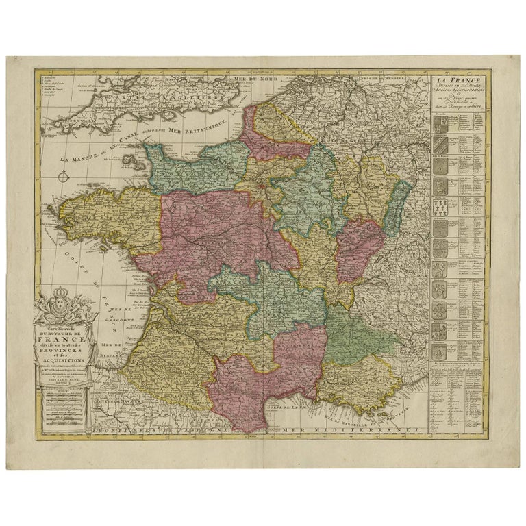 Antique Map of France by J.B. Elwe, 1792 For Sale at 1stDibs