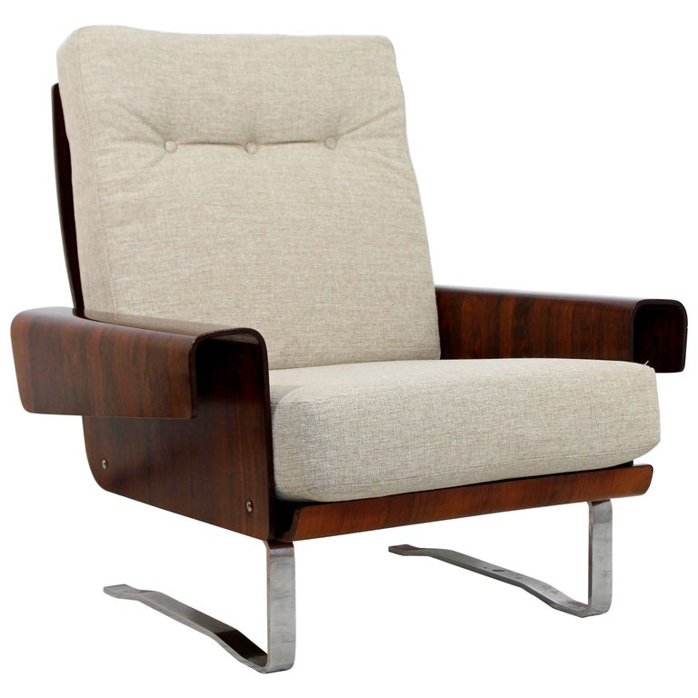 Midcentury Modern Selig Danish Bentwood Rosewood and Chrome Lounge ...