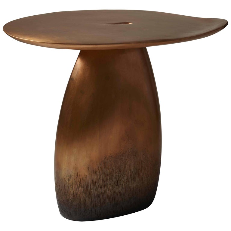 Bronze Side Table / Gueridon "Ellipse" by Designer Hoon Moreau at 1stDibs