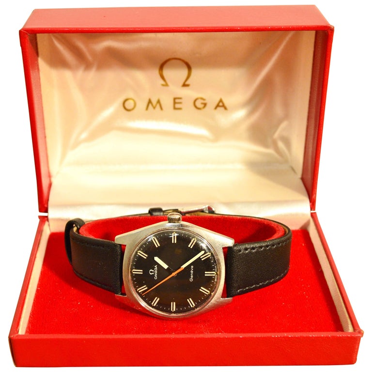 Vintage Omega Geneve Black Dial and Red Second Year 1969 at 1stDibs ...