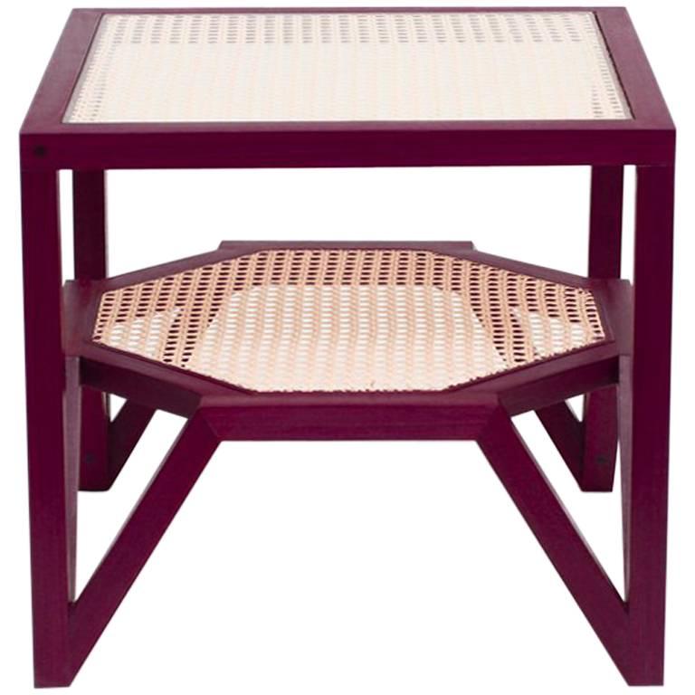 Side Table in Hardwood and Woven Cane. Contemporary Design by O ...