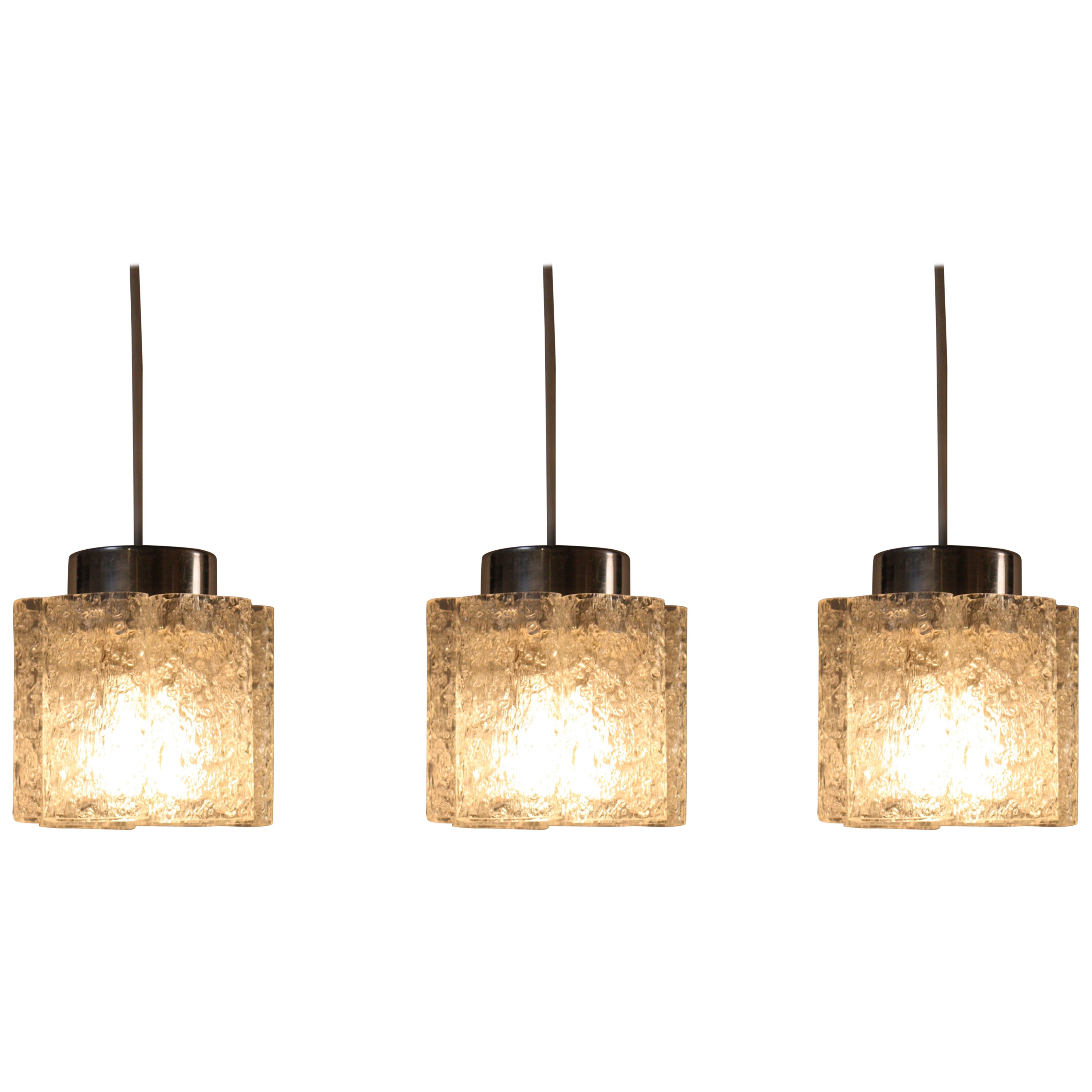 Antique Textured Glass Lights, ‘Set of Three’ For Sale at 1stDibs