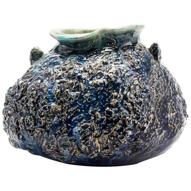 Mid-20th Century Japanese Seto Pottery Vase by Yamaguchi Kozaemon 13th ...