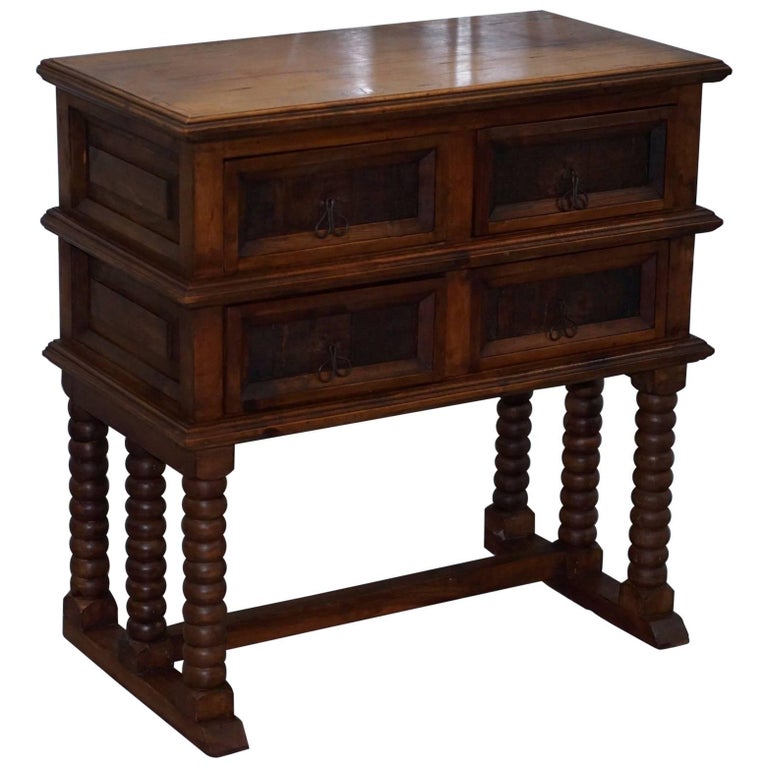 Solid Oak Bobbin Turned Triple Leg Sideboard Chest of Drawers Great ...