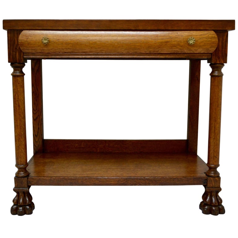 Oak Paw Footed Pier Table at 1stDibs