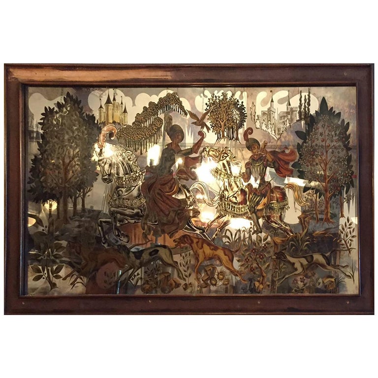 Eglomise Glass Panel For Sale at 1stDibs