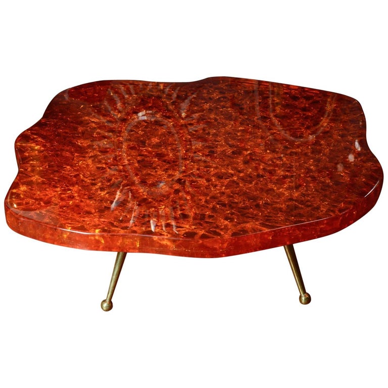 Low Table in Orange Fractal Resin at 1stDibs