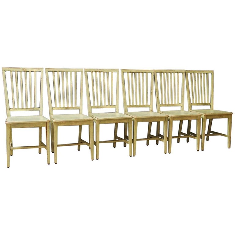 Set of Six Italian Lacquered Slat Back Dining Chairs at 1stDibs