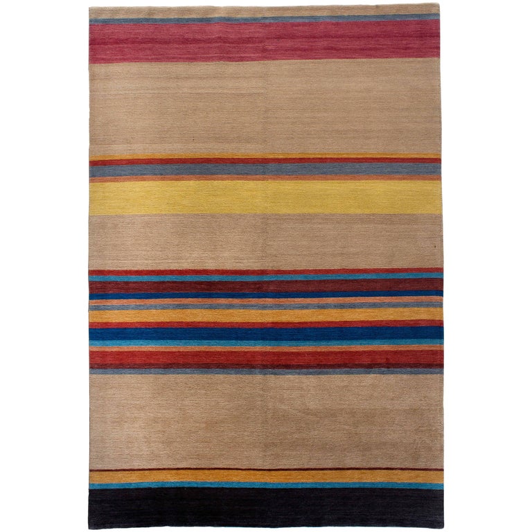 Multi-Color Stripe Rug For Sale at 1stDibs