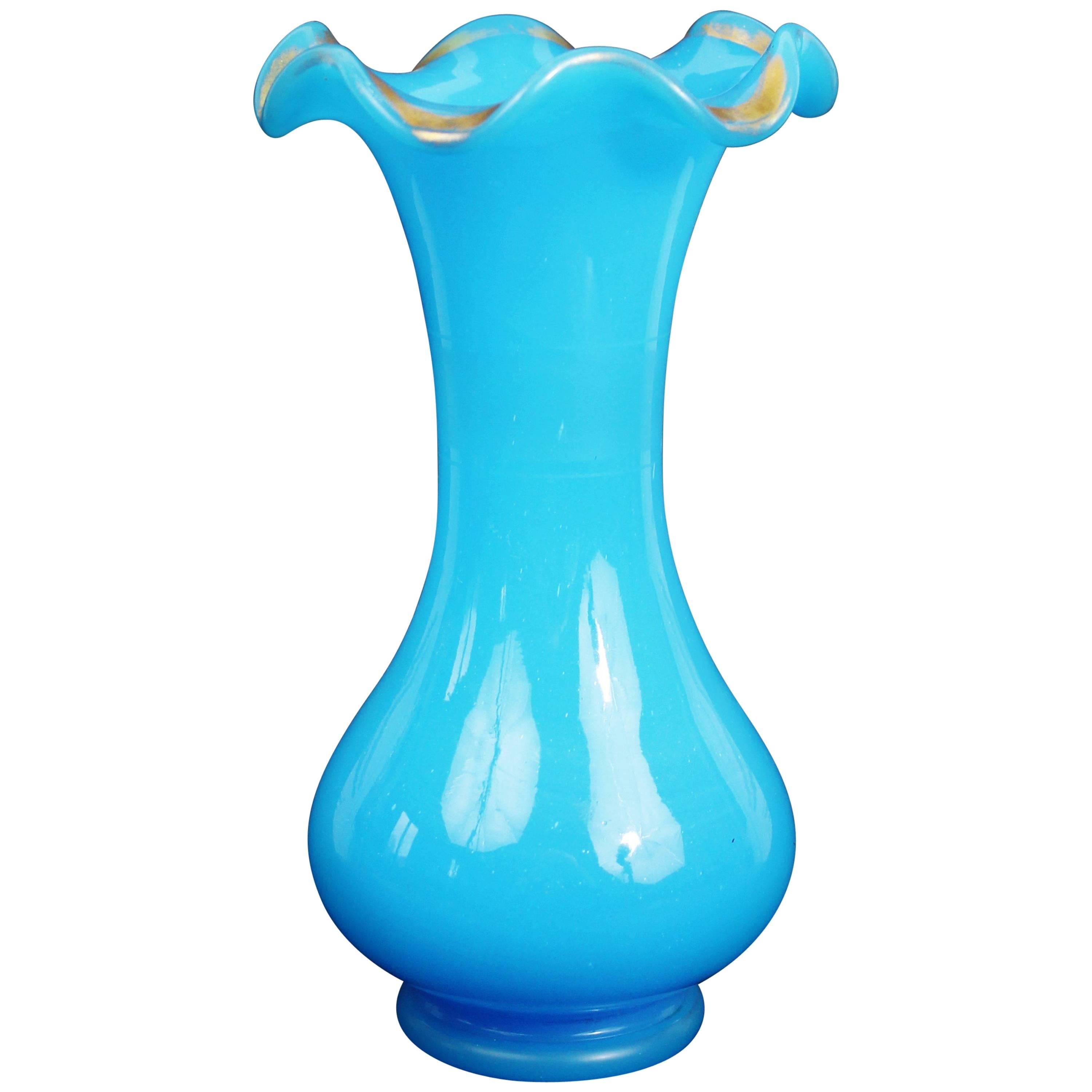 19th Century Blue Opaline Glass Vase at 1stDibs