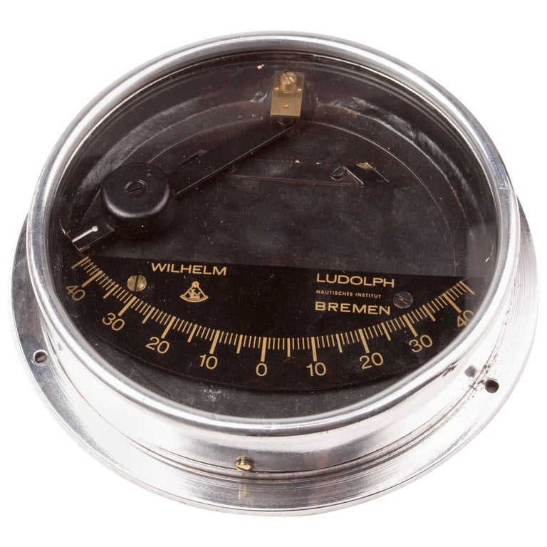 Chrome Nautical Ship's Clinometer, W. Ludolph, 1980s at 1stDibs