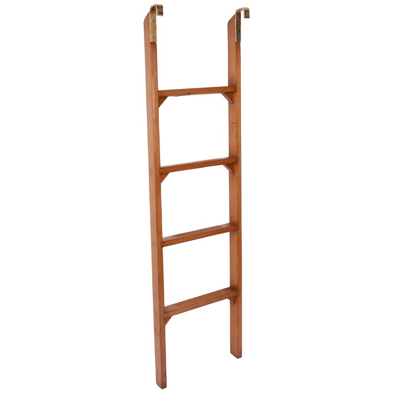 Teak and Brass Ship's Bunk Ladder, 1980s at 1stDibs