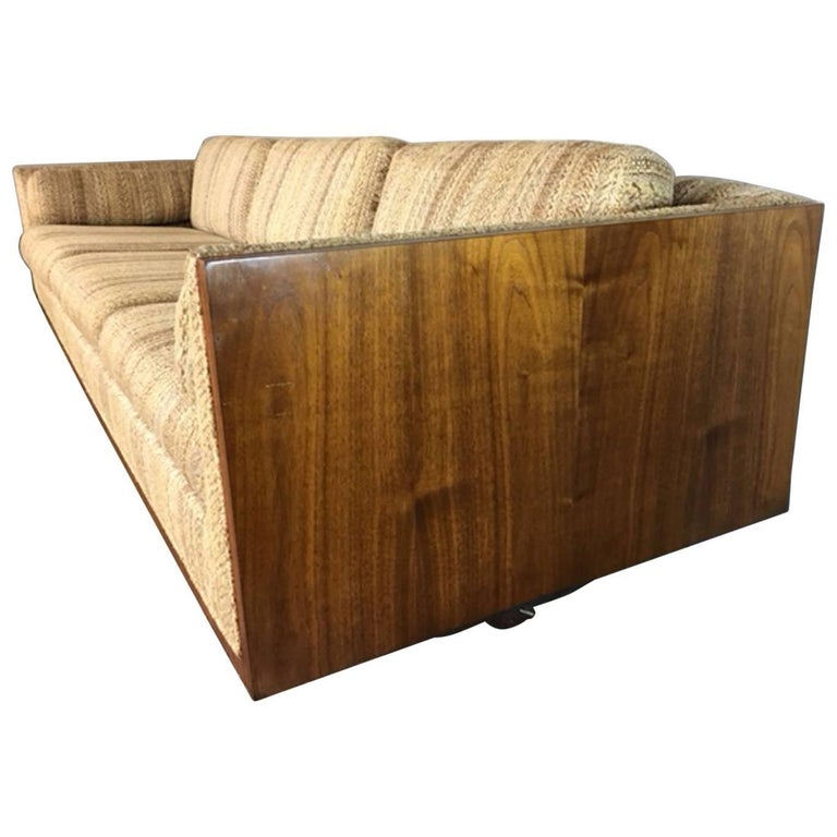 Milo Baughman Walnut Side Case Sofa at 1stDibs