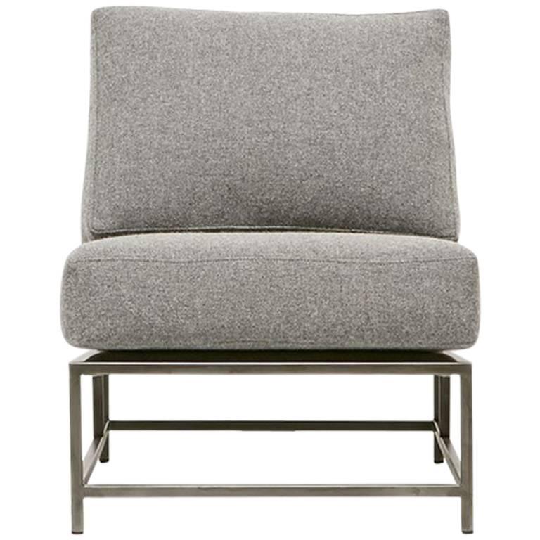 Grey Wool and Antique Nickel Chair For Sale at 1stDibs | grey wool chairs