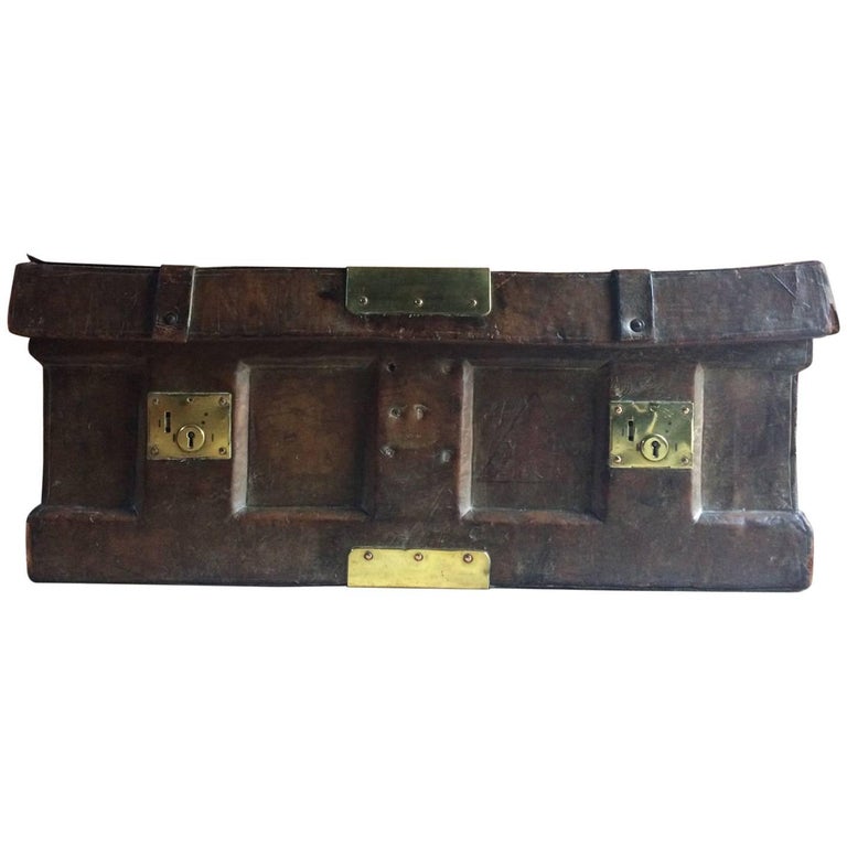 Antique Trunk Stagecoach Strong Box United States Leather 19th Century ...