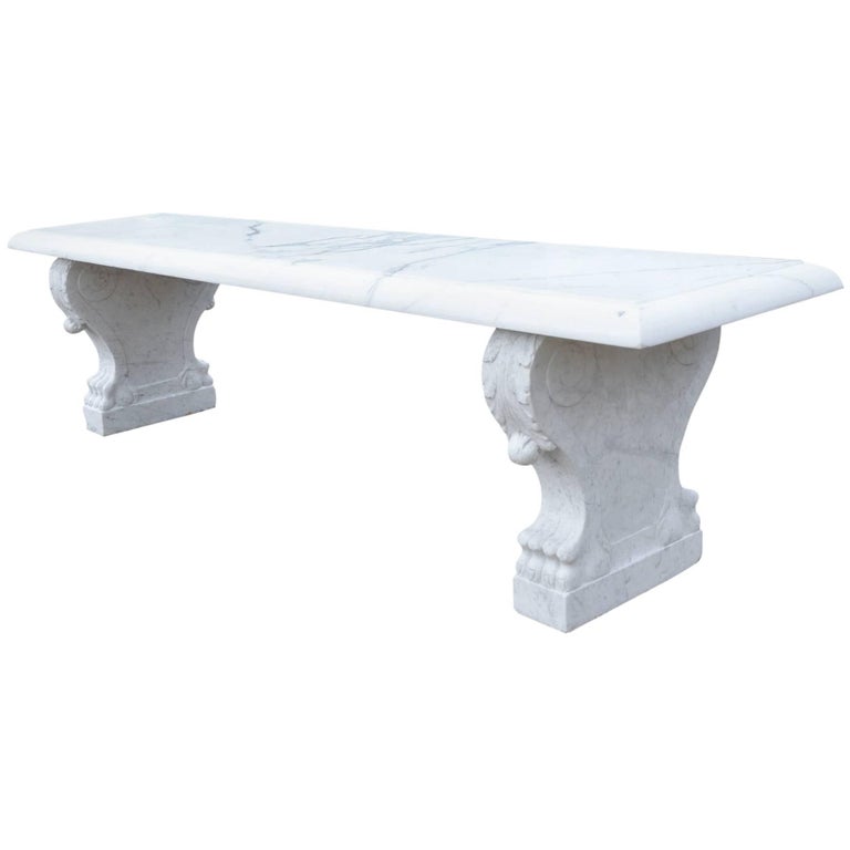 White Marble Garden Bench For Sale at 1stDibs