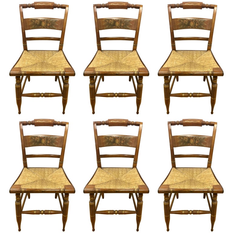 Set of Six Matching Hitchcock Sheraton Style Dining Chairs For Sale at ...