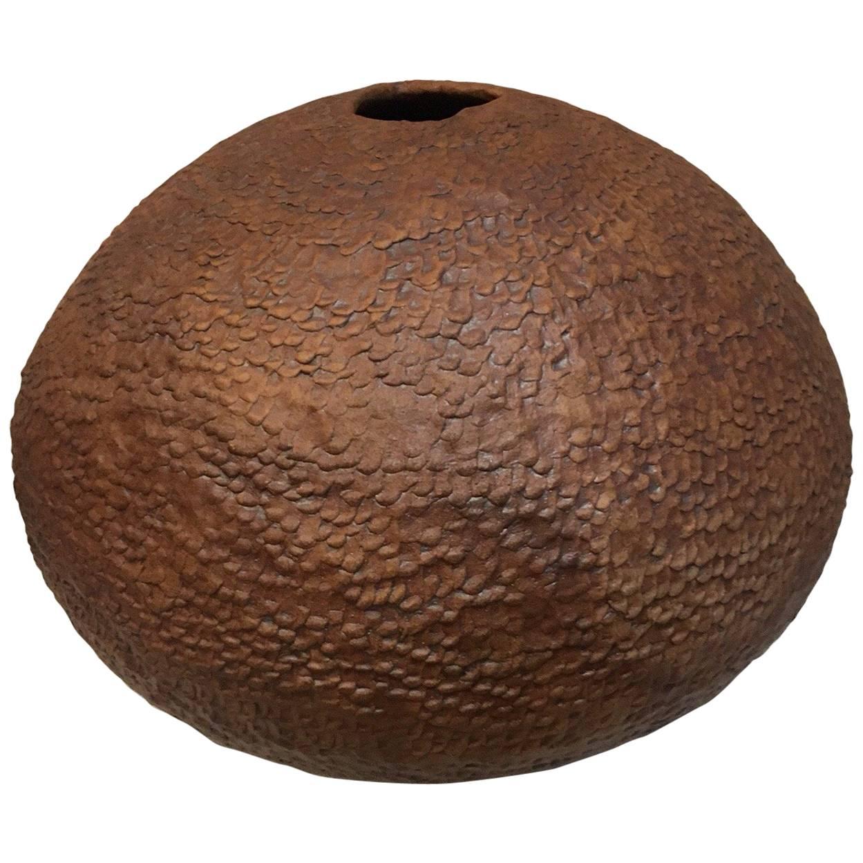 21st Century Textural Rust Colored Ceramic/Pottery by Joanne Trestrail ...