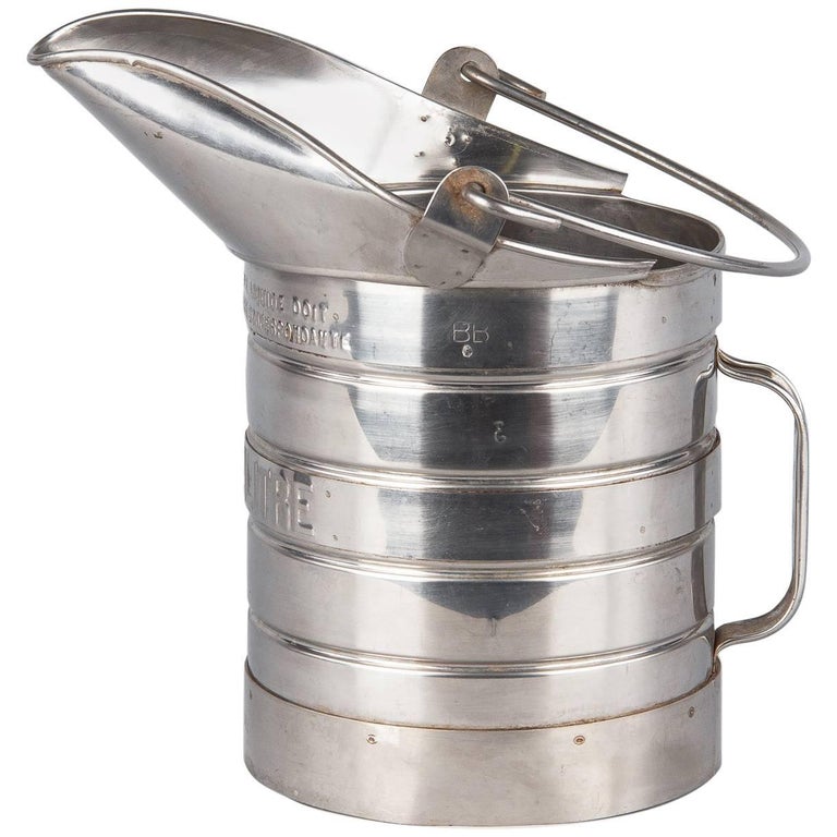 French Silver Metal Measuring Milk Pitcher, 1950s For Sale at 1stdibs