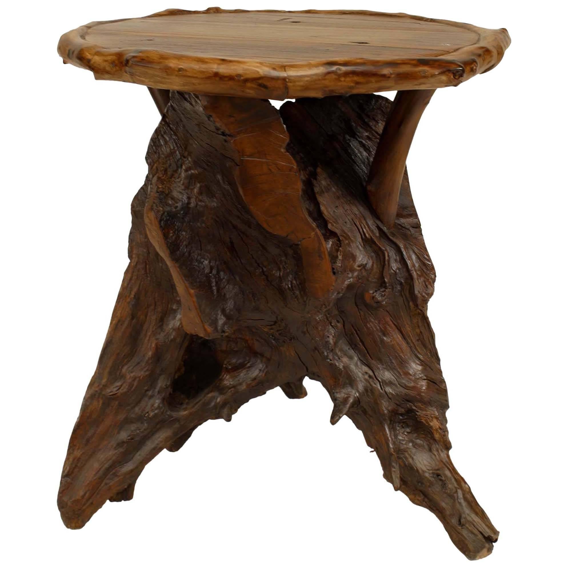 Rustic Adirondack Style Root Side Table at 1stDibs