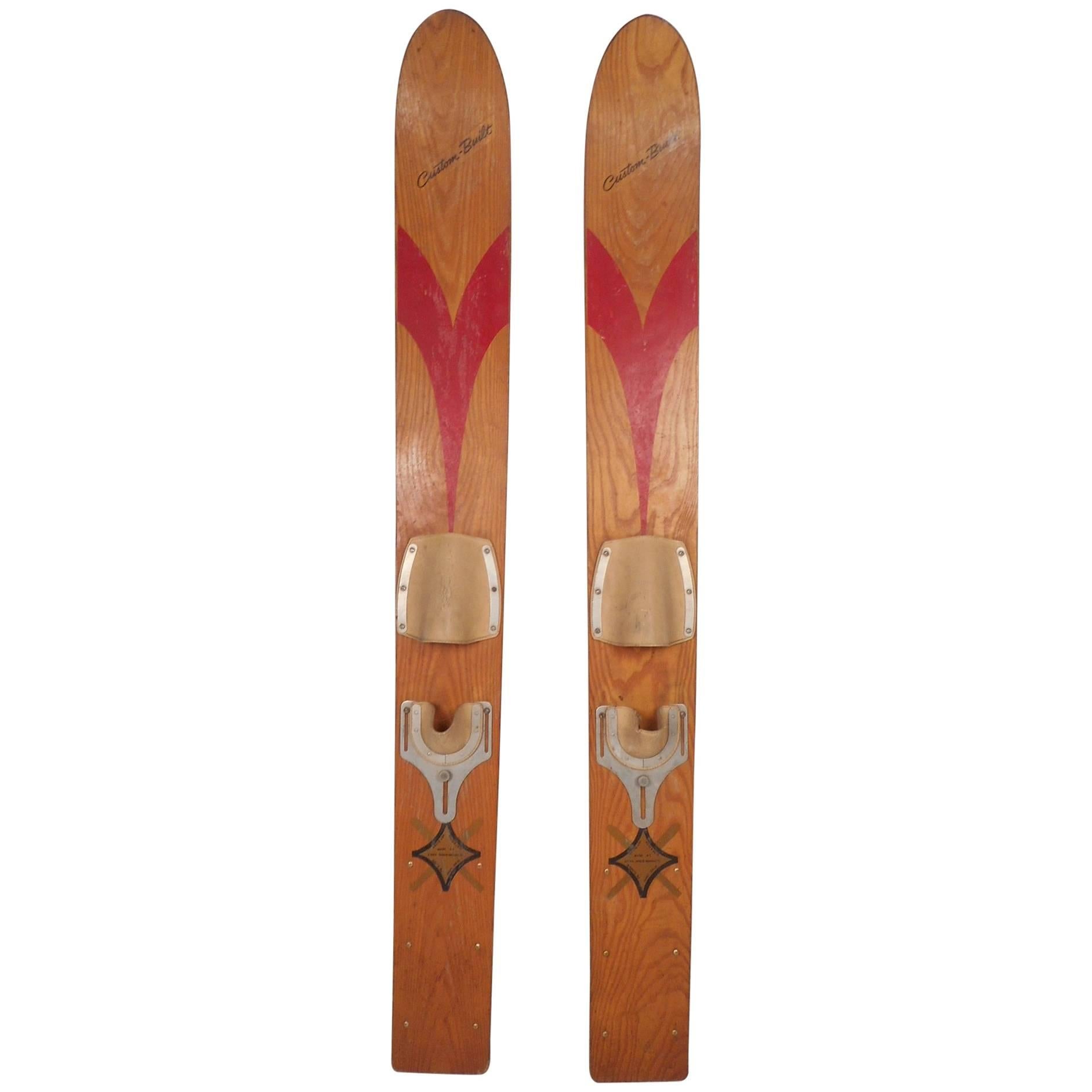 Unique Pair of Vintage Decorative Water Skis by Aqua Wood Products at ...