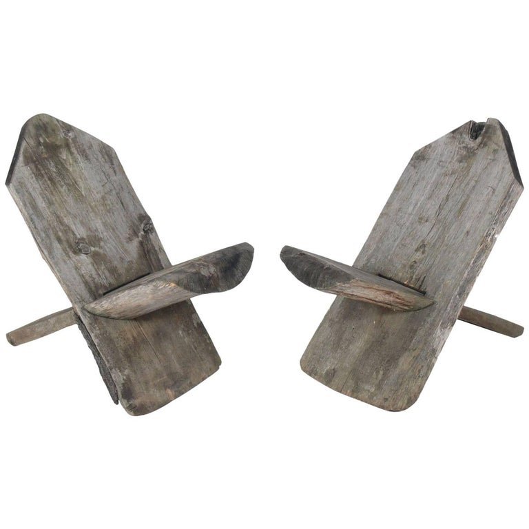 Pair of Rustic Minimalist Camp Chairs at 1stDibs