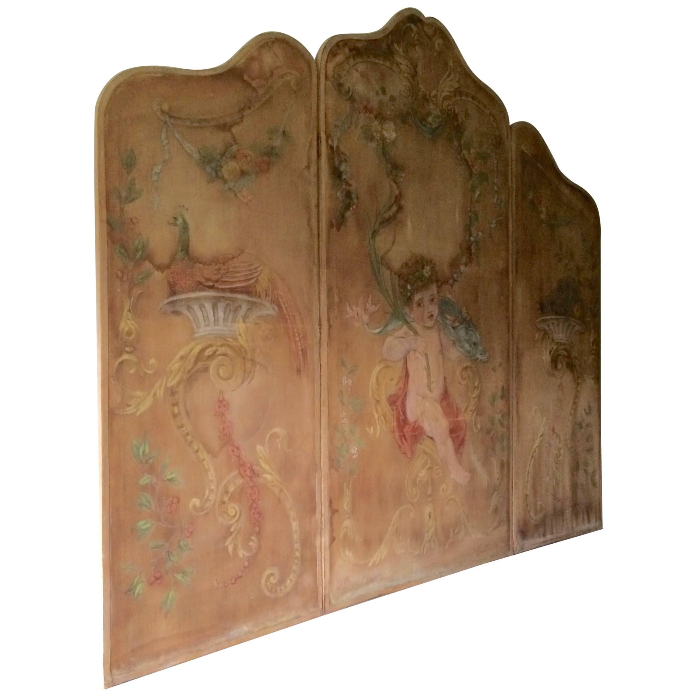 Fantastic Large Antique French Three-Panel Screen at 1stDibs