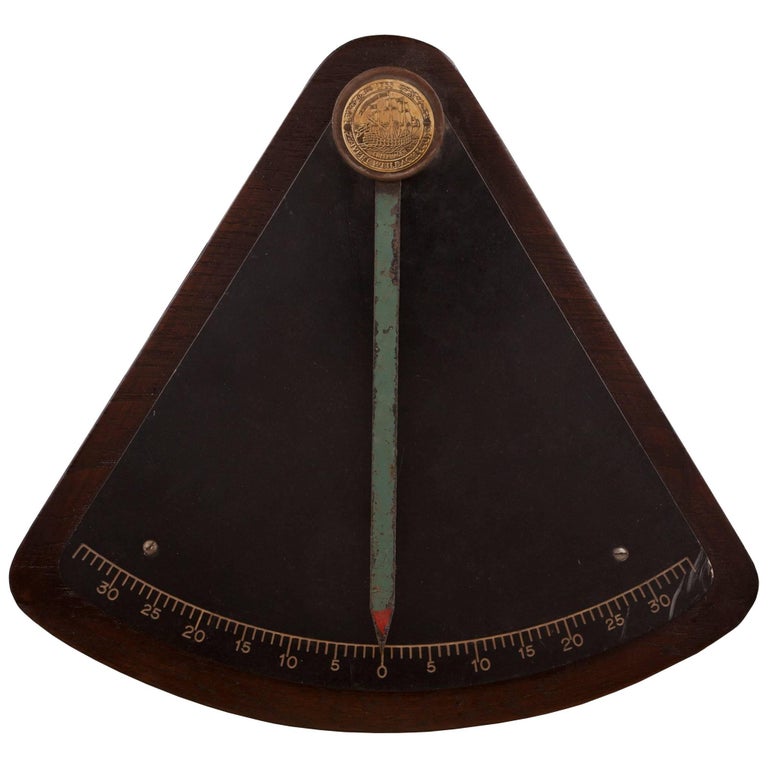 Teak and Brass Ship's Clinometer, circa 1970s at 1stDibs